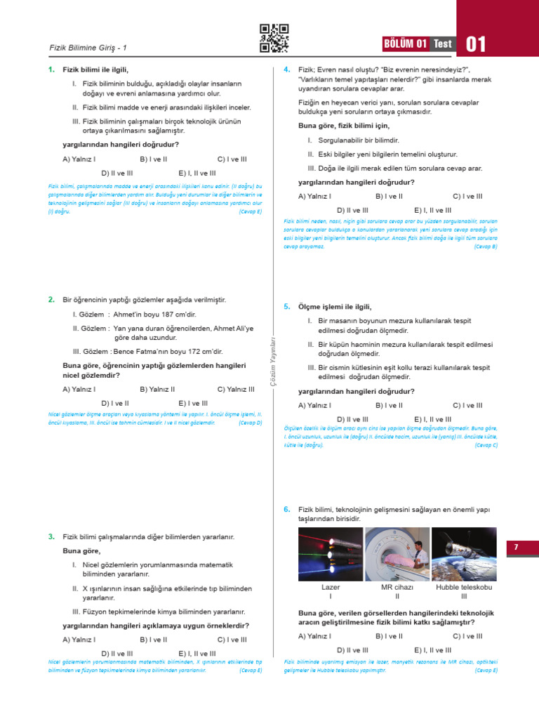 01 Fizik Bilimine Giriş | PDF
