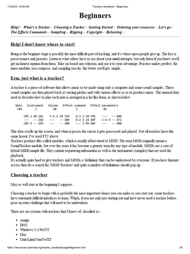 Trackers Handbook - Beginners | PDF | Sampling (Signal Processing) | Computer Engineering