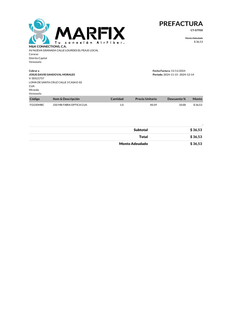 Prefactura CT 07950 | PDF