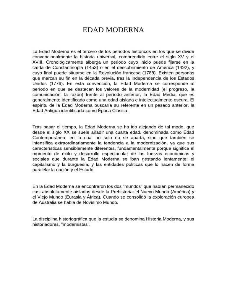 Edad Moderna | PDF