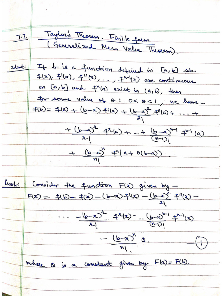 Taylor's Theorem Proof | PDF