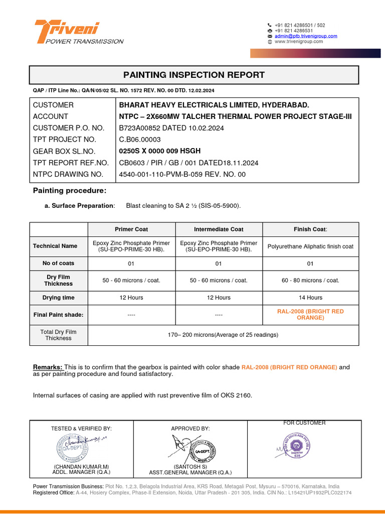 C.B06.00003 - PAINTING INSPECTION REPORT | PDF | Building Materials ...
