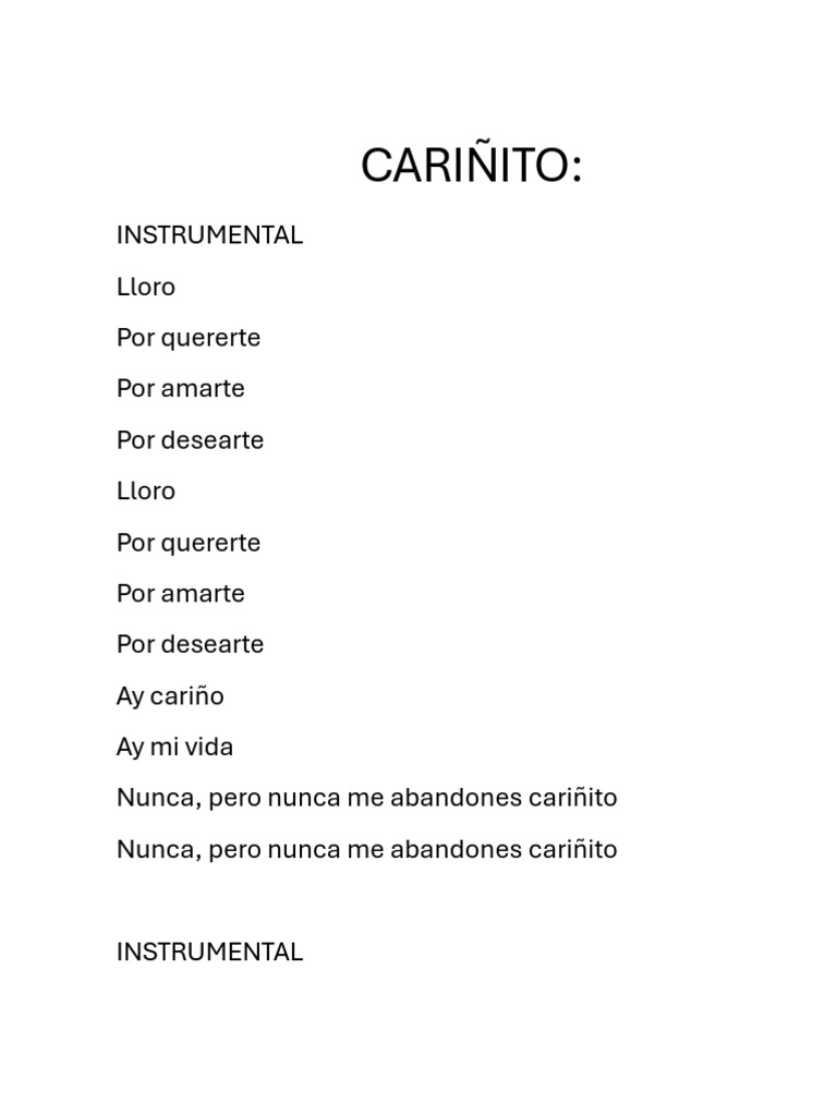 Cariñito Letra | PDF