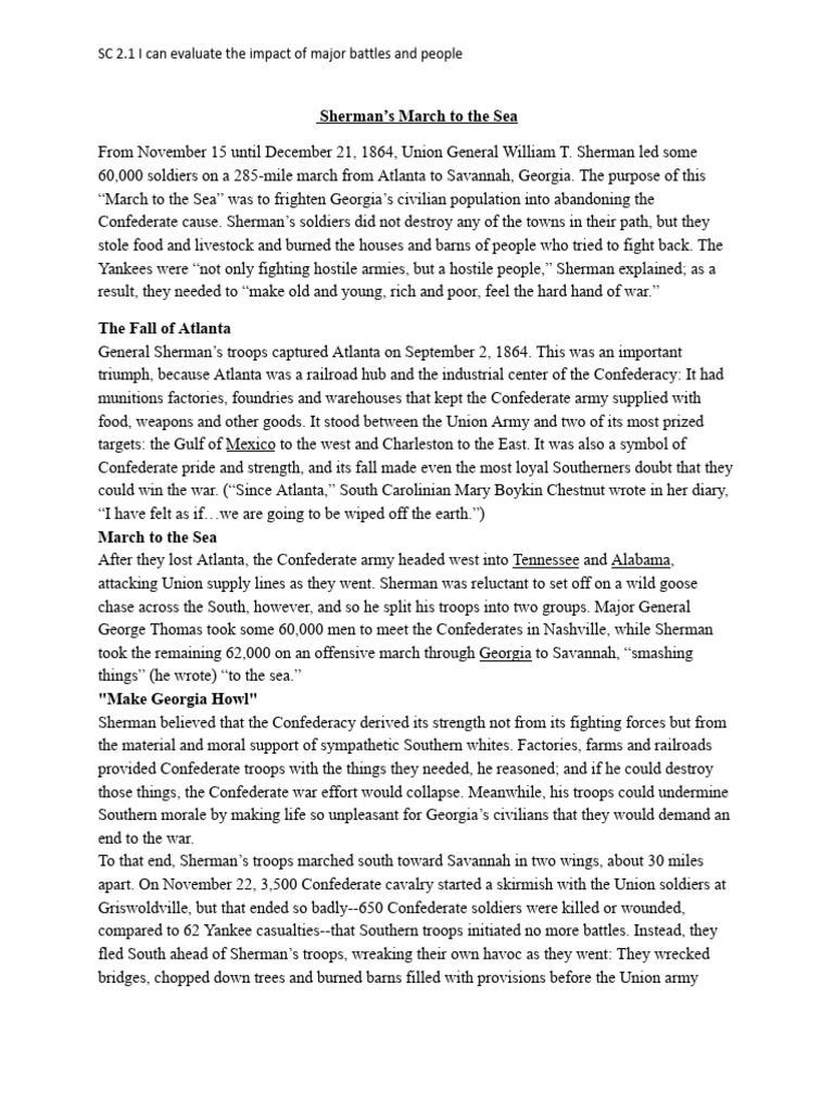 Sherman March To The Sea | PDF | William Tecumseh Sherman | Confederate ...