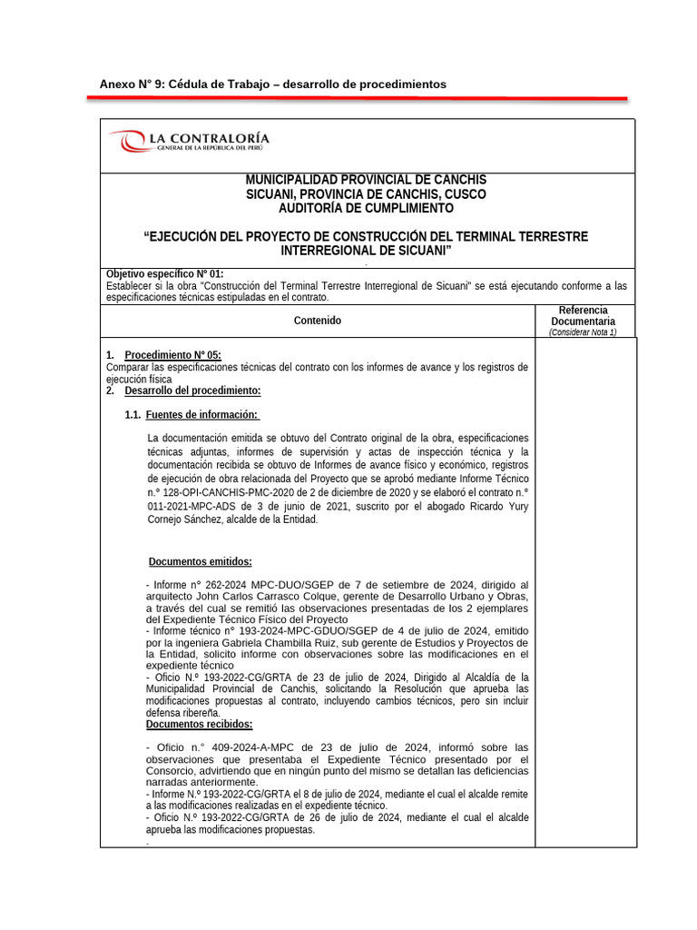 Anexo N° 9_Cédula de Trabajo.docx - Andre Lopez Masias (1) | PDF | Regulación