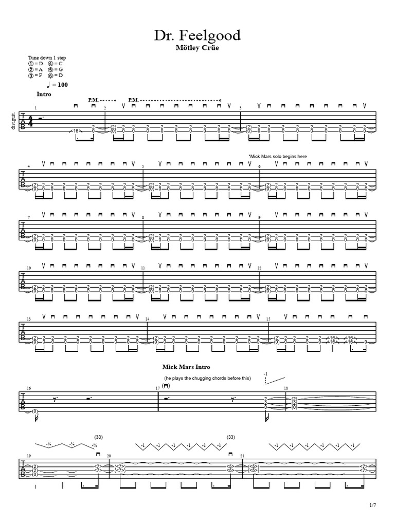 Guitar Tab for Dr. Feelgood | PDF | Heavy Metal Music | Recorded Music