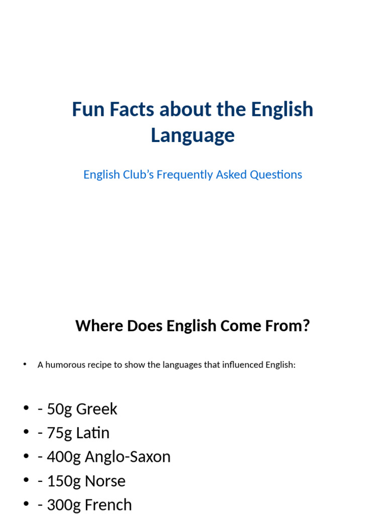 Colorful_Fun_Facts_About_English_Language_Lesson | PDF