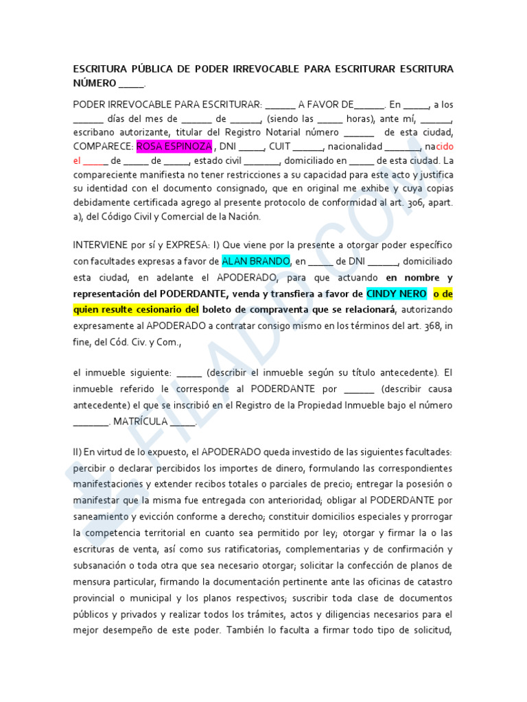 Poder Irrevocable | PDF