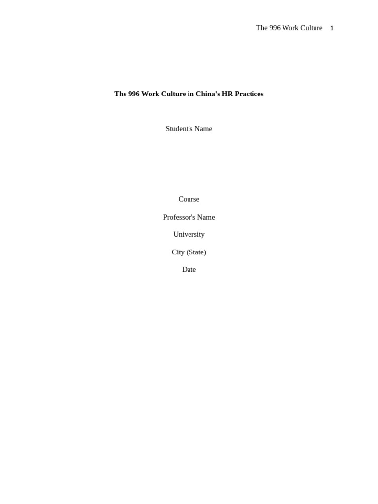 Understanding China's 996 Work Culture | PDF | Employment | Overtime