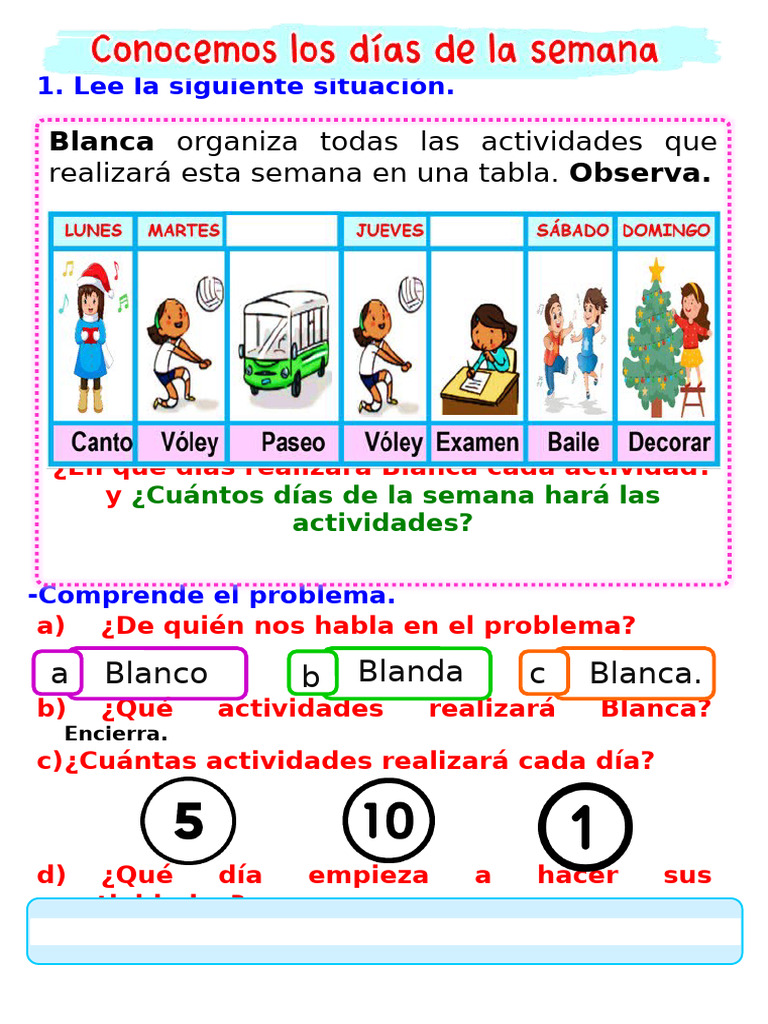 Ficha Conocemos Los Días de La Semana Maestra Janet | PDF