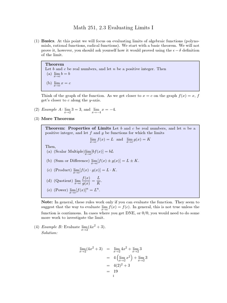 Evaluating Limits I | PDF | Function (Mathematics) | Number Theory