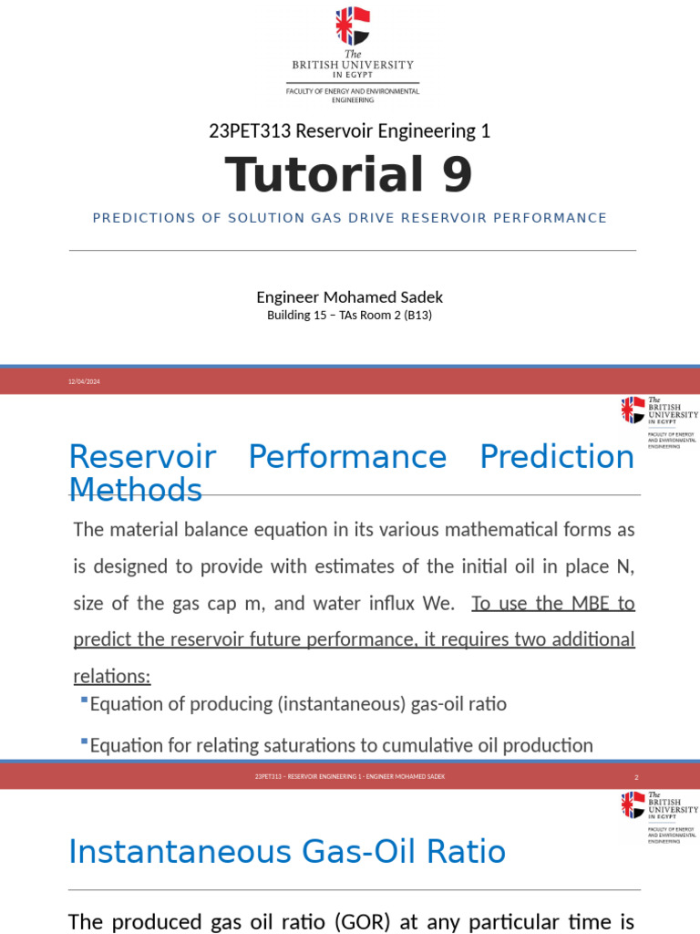 Tutorial 9 - Predictions of Solution Gas Drive Reservoir Performance ...
