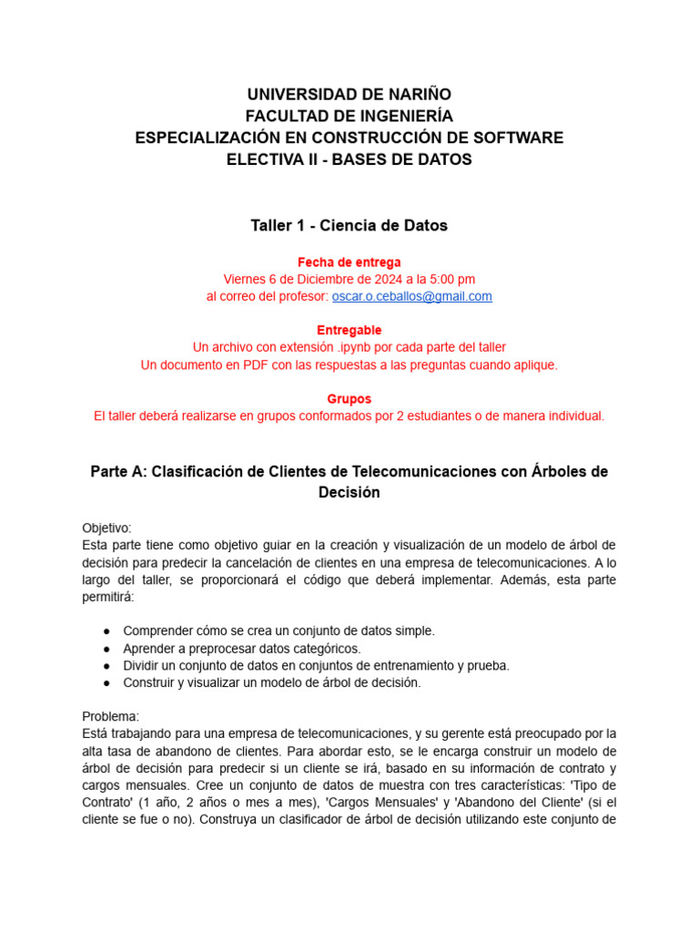 Taller 1 - Ciencia de Datos | PDF | Ciencias de la Información | Informática