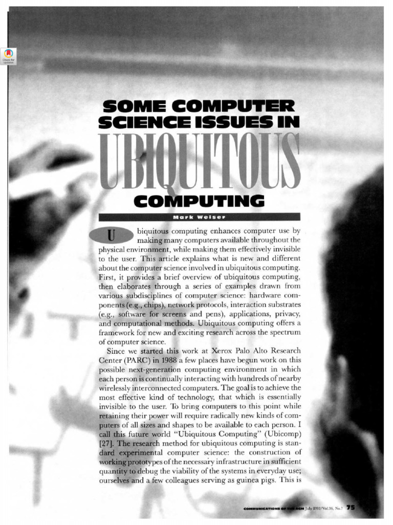 Some computer science issues in ubiquitous computing | PDF