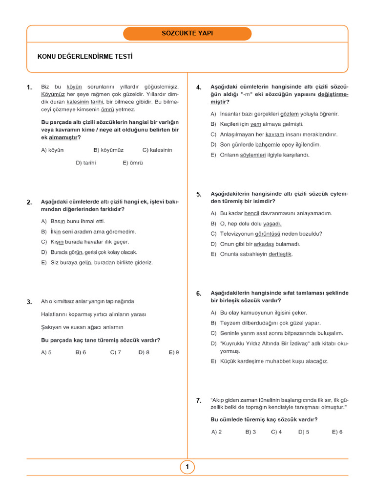 SÖZCÜKTE YAPI | PDF