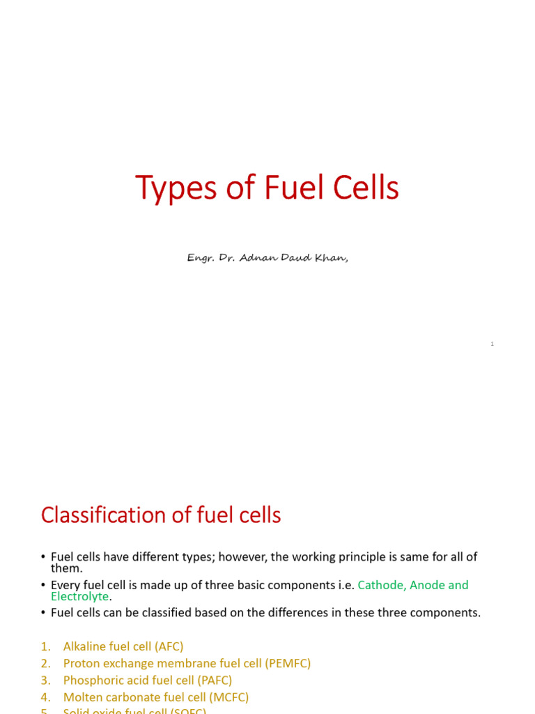 Lecture 10 Types of Fuel Cells | PDF | Solid Oxide Fuel Cell | Fuel Cell