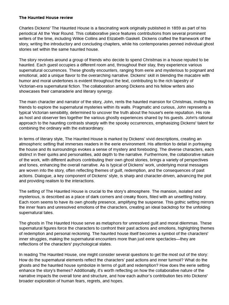 The Haunted House Review | PDF | Narrative | Charles Dickens