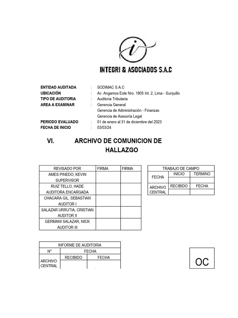 Archivo de Comunicacion de Hallazgo | PDF | Auditoría | Contabilidad