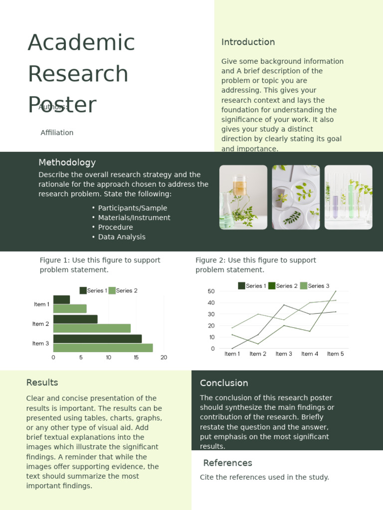Academic Research Poster in Green and White Minimalist Style | PDF
