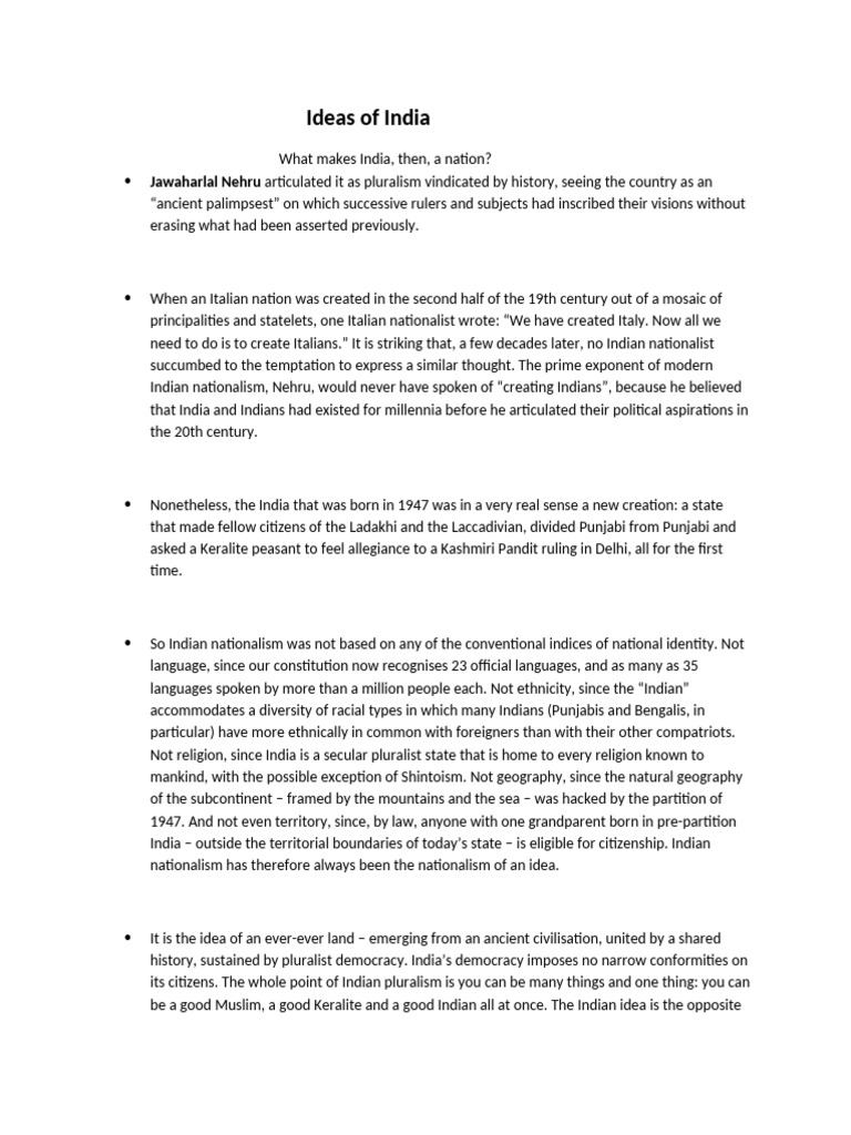 Ideas of India Pointers-WPS Office | PDF | Nationalism | Religious ...