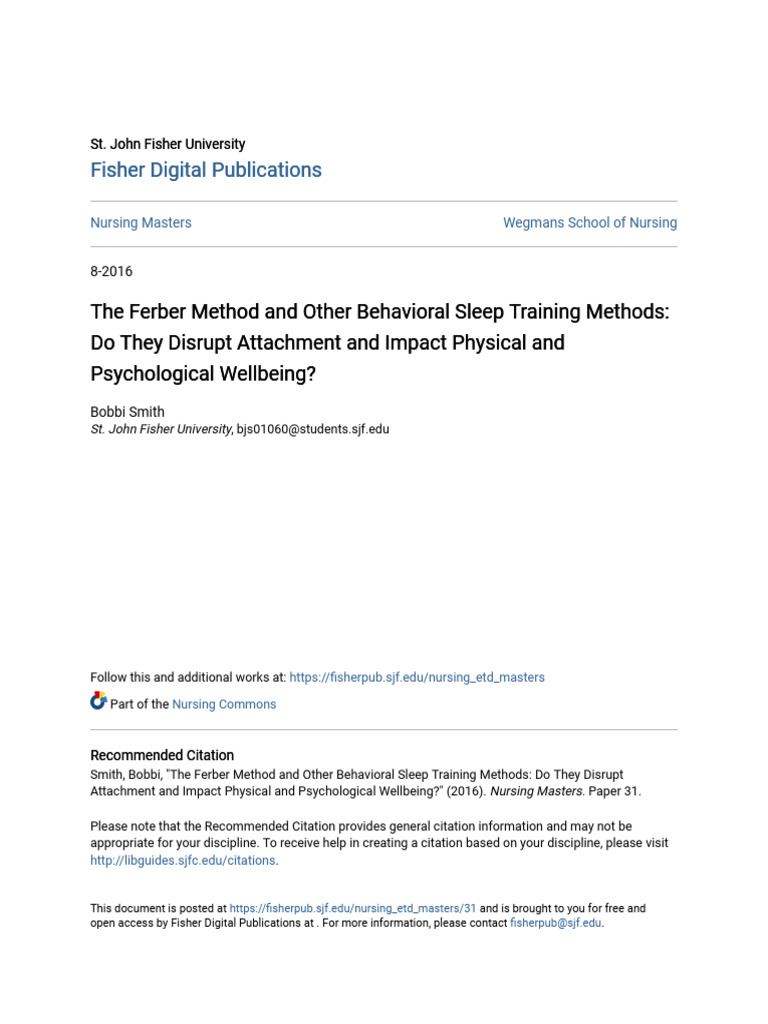 The Ferber Method and Other Behavioral Sleep Training Methods - Do ...