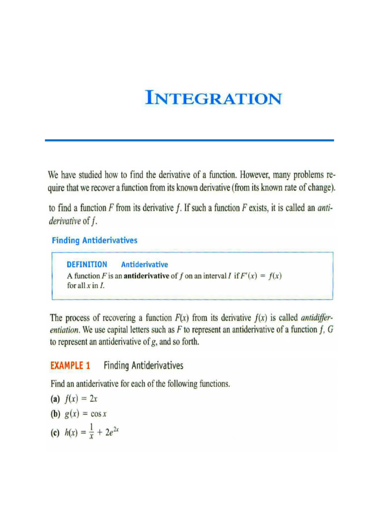 Indefinite Integrals: Example Solutions | PDF