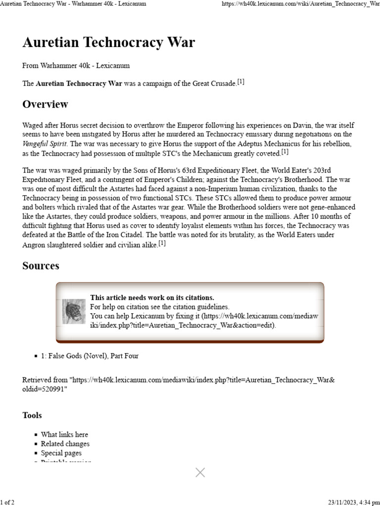 Auretian Technocracy War - Warhammer 40k - Lexicanum | PDF | Military