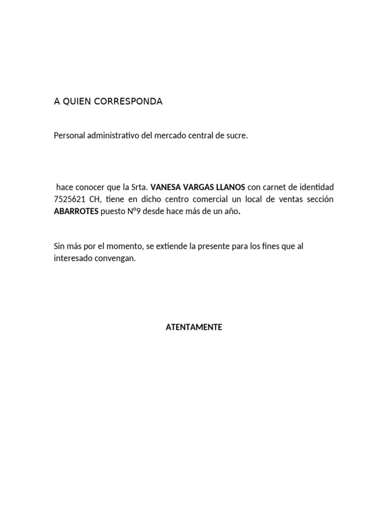 A Quien Corresponda | PDF