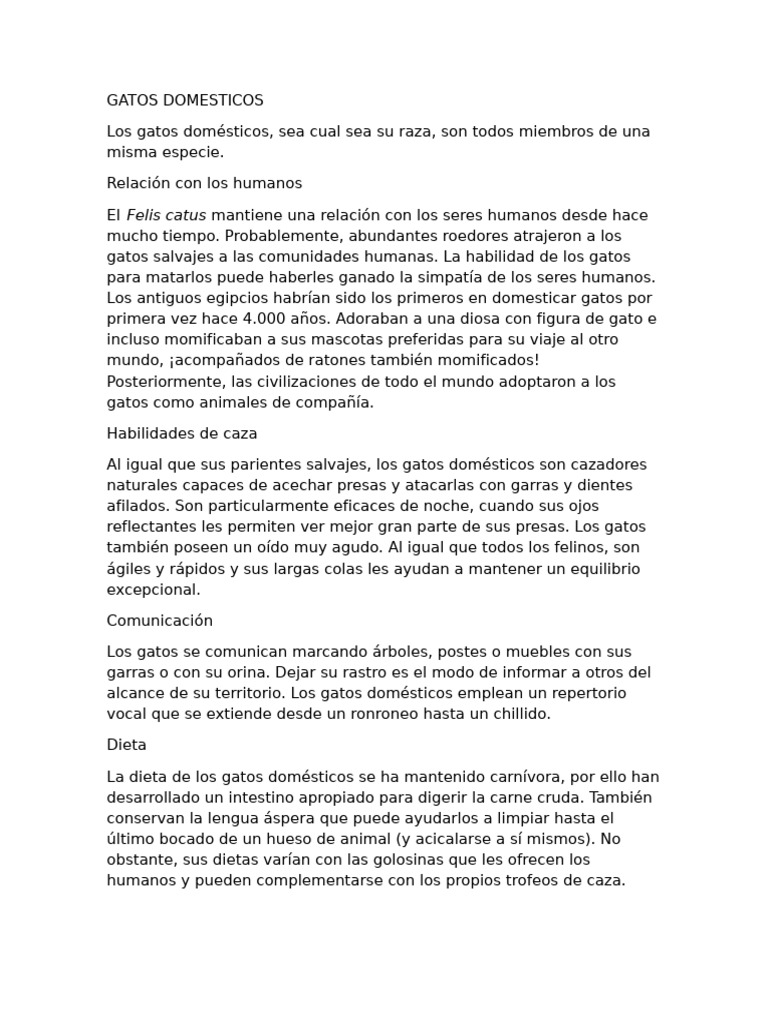 Características de los Gatos Domésticos | PDF