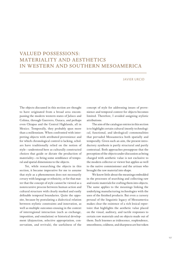 Valued Possessions Materiality and Aesth | PDF | Mesoamerica | Maya ...