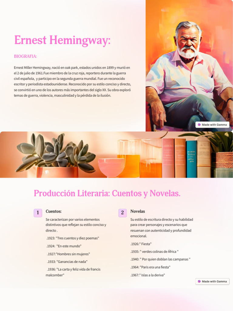 Biografía y Obras de Hemingway | PDF | Ernest Hemingway