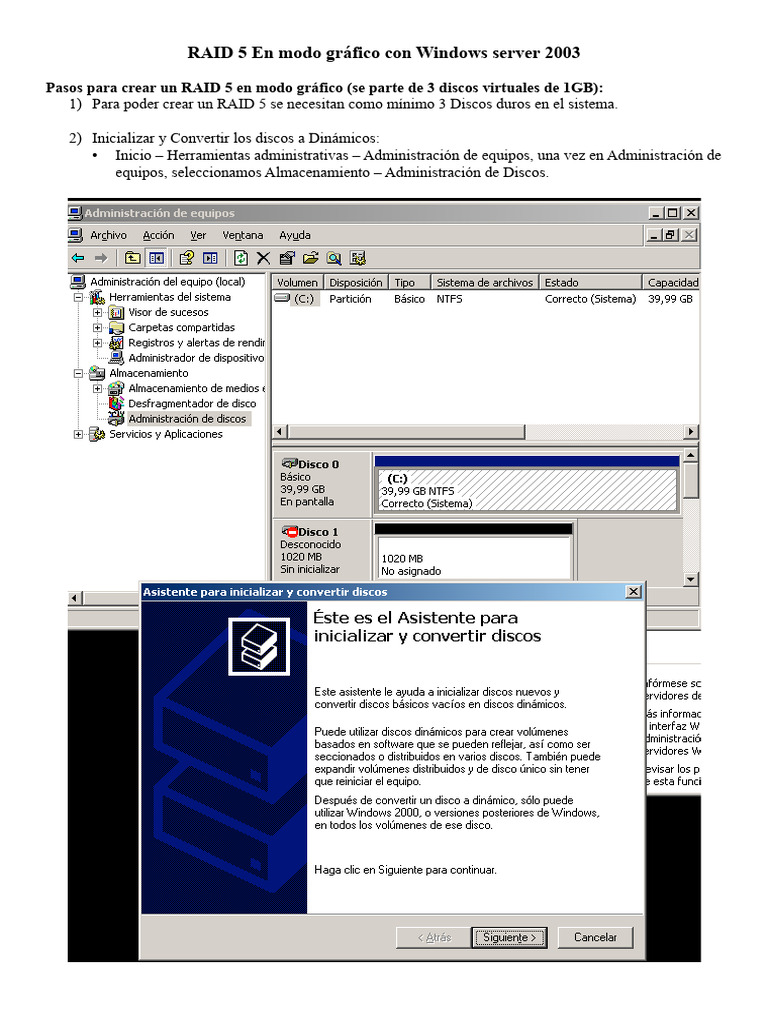 Crear RAID 5 en Windows Server 2003 | PDF | Datos de computadora ...