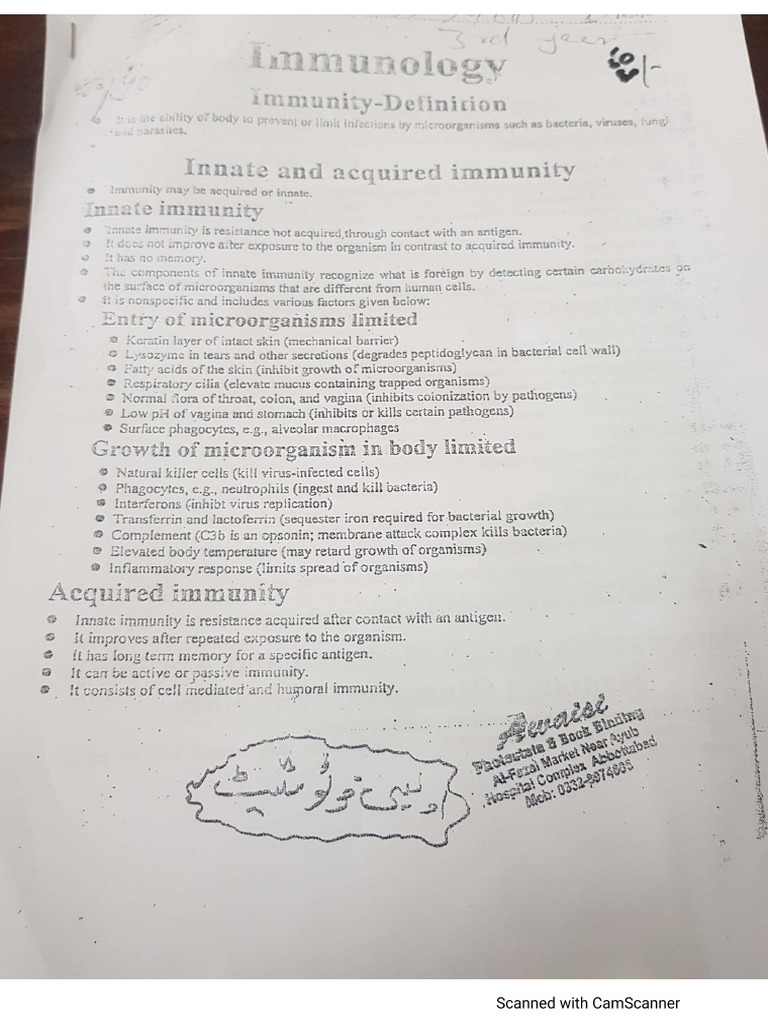 Immunology Notes | PDF