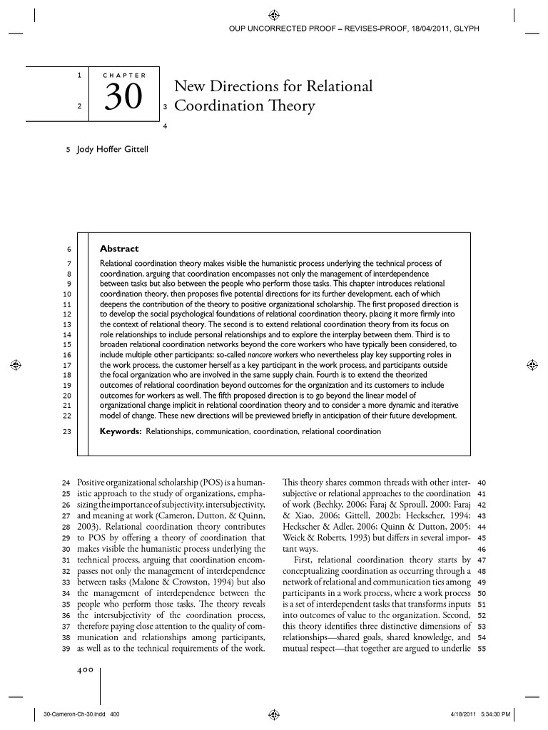 Gittell 2011 New Directions For Relational Coordination Theory | PDF ...