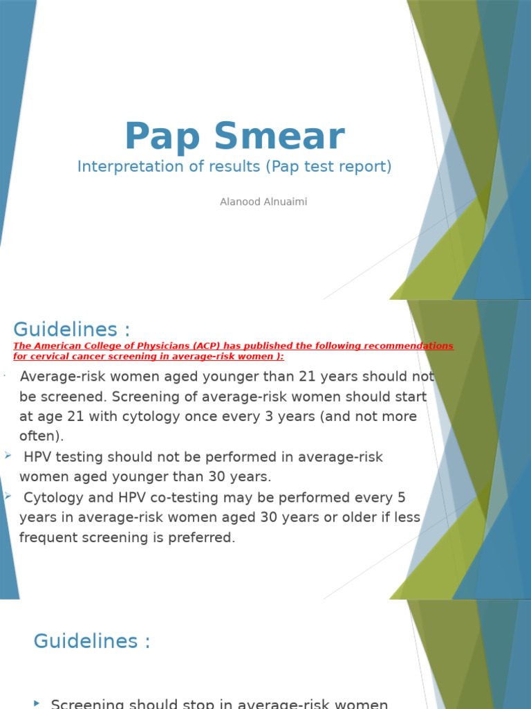 Pap Smear Interpertation | PDF | Cervical Cancer | Causes Of Death