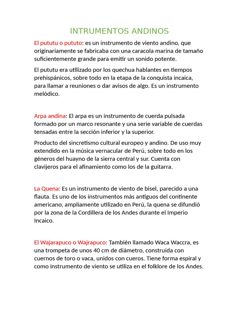 INTRUMENTOS ANDINOS | PDF