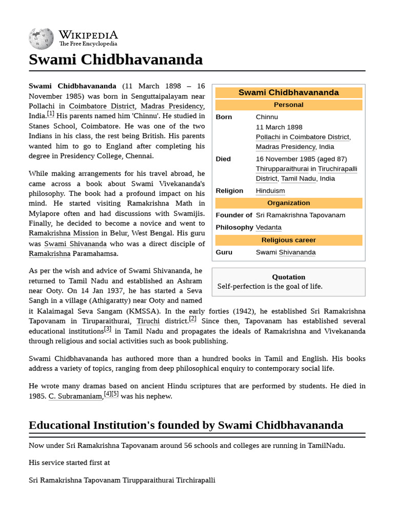 Swami Chidbhavananda | PDF | Indian Religions | Indian Philosophy