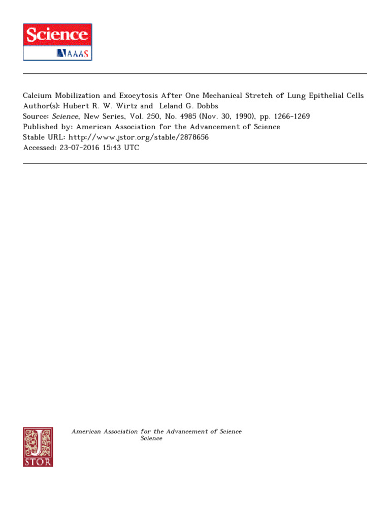 Calcium Mobilization and Exocytosis After One Mechanical Stretch of ...