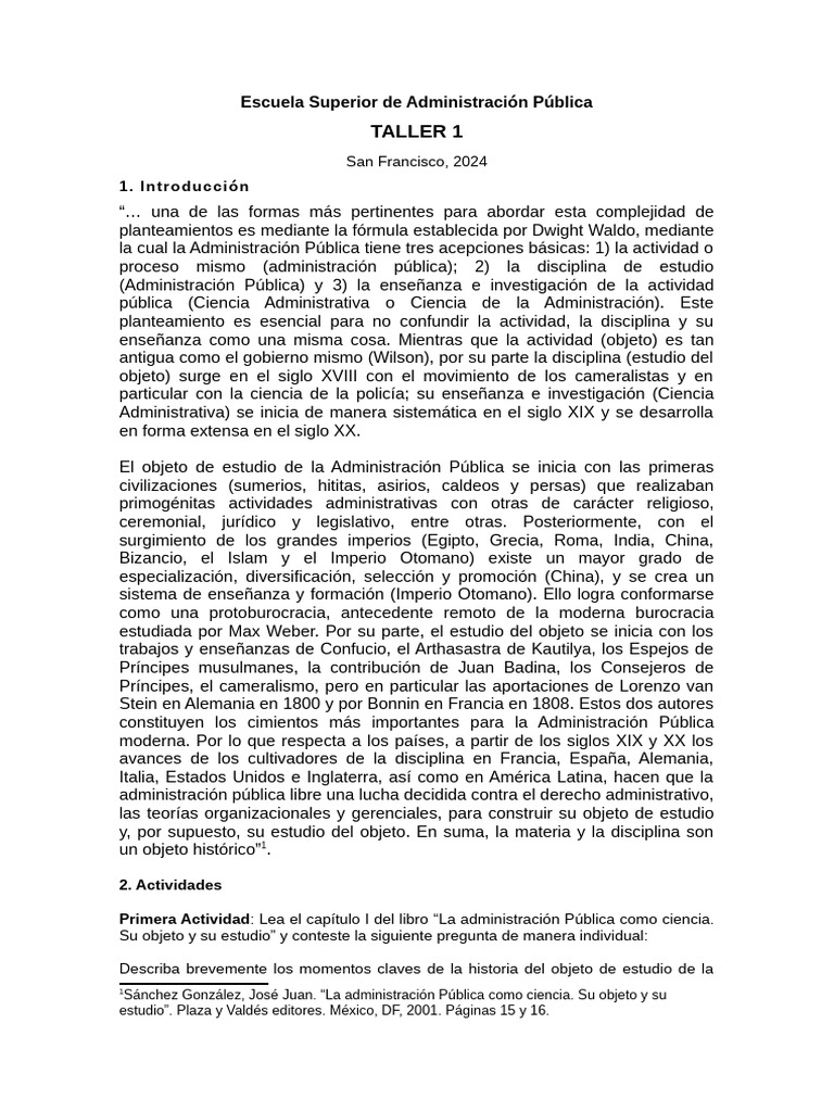 Taller 1 Teorias de Estado y Poder San Francisco 2024 (1) | PDF ...