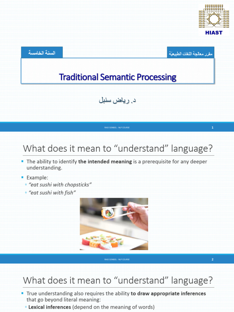 Lec6-7 - Traditional Semantic Processing | PDF | Semantics | Grammar