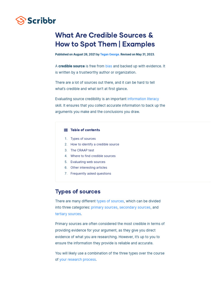What Are Credible Sources & How To Spot Them - Examples | PDF ...