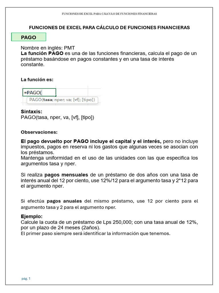 Funciones Financieras en Excel | PDF | Interés | Tasas de interés
