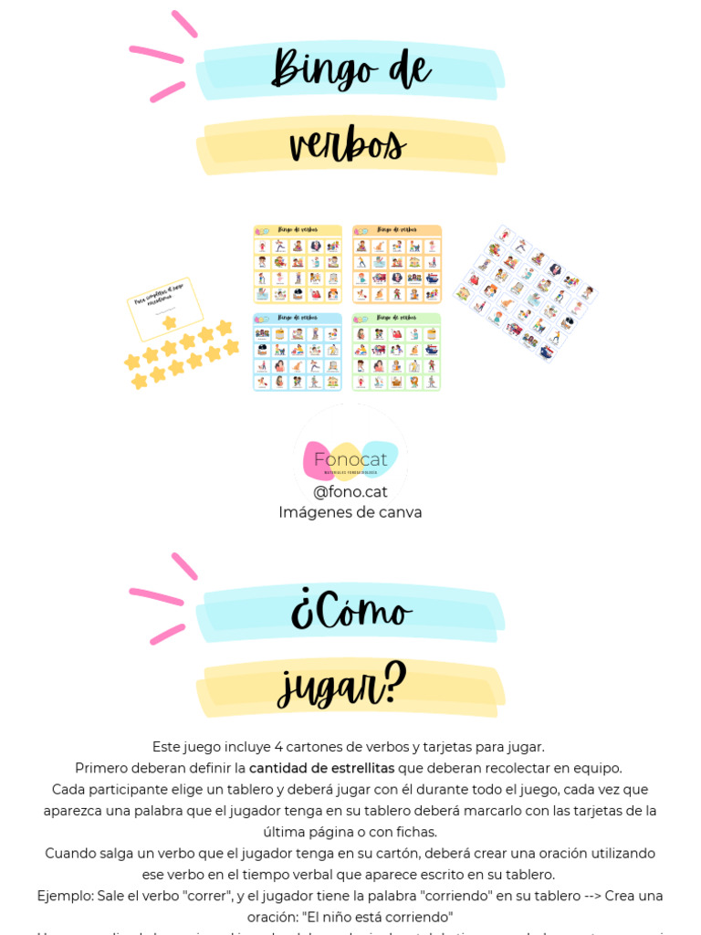 Bingo Interactivo de Verbos para Niños | PDF | Juegos de azar | Semántica