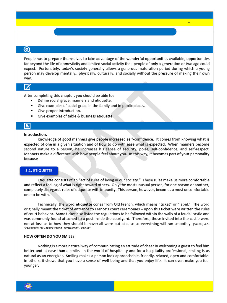 Free Elec - Study Guide - Module 3 | PDF | Etiquette