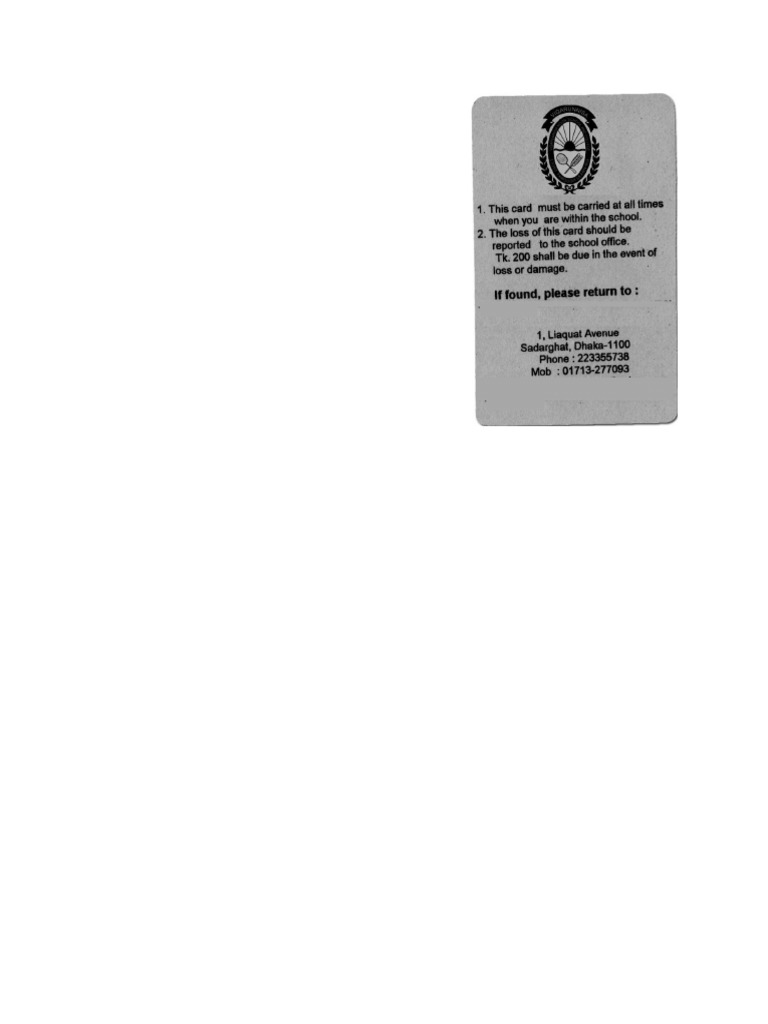 School ID Back Part | PDF