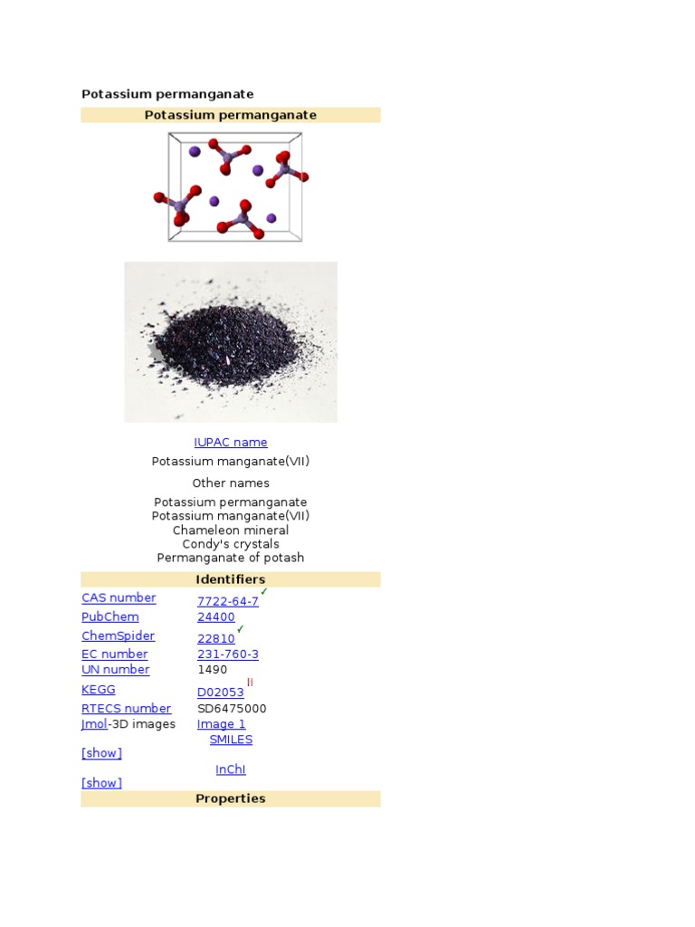 Potassium Permanganate | PDF | Sets Of Chemical Elements | Chemical ...