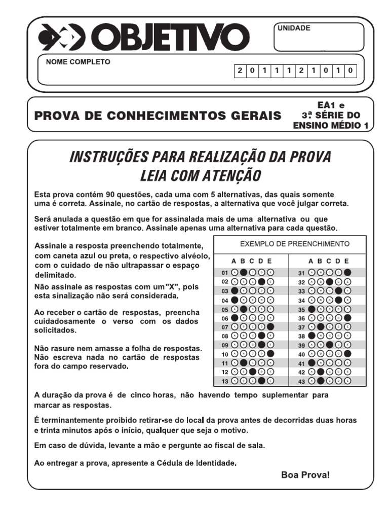 Simulado 1_Prova_Conhecimentos Gerais_2020_Objetivo | PDF | Índice de desenvolvimento humano | RNA