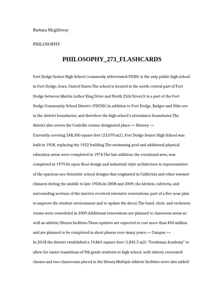 Philosophy 273 Flashcards | PDF | Sports