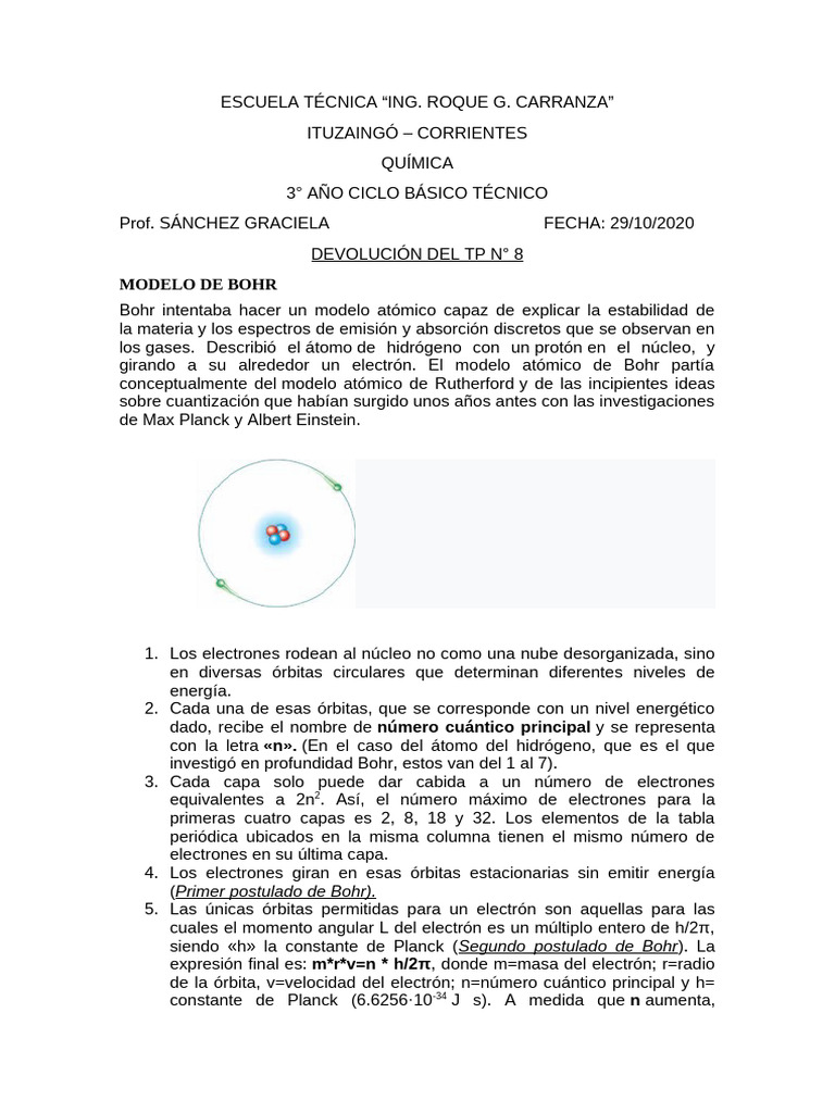 TP #9 Química 3°b | PDF | Orbital atómico | Electrón