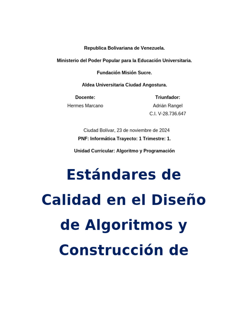 Calidad en Algoritmos y Programas | PDF | Software | Lenguaje de ...